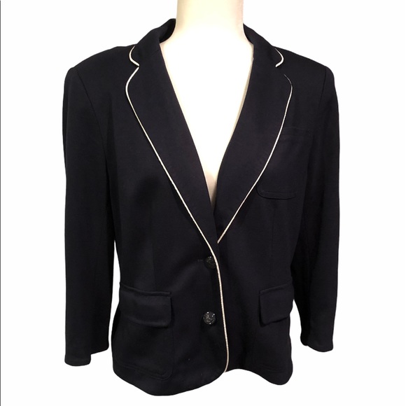 jcp | Jackets & Coats | Navy Blue Blazer With White Piping Sz L | Poshmark